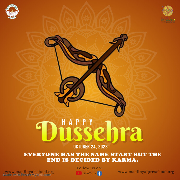 Happy Dussehra Flyer Orange post Template | PosterMyWall