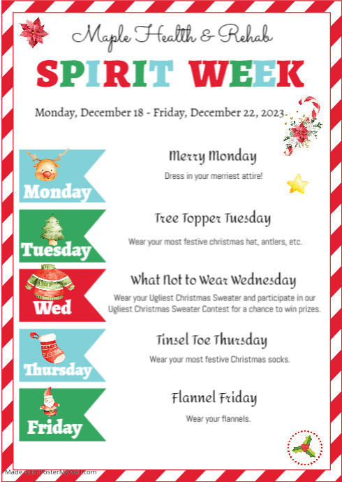 Christmas Spirit Week Flyer | PosterMyWall