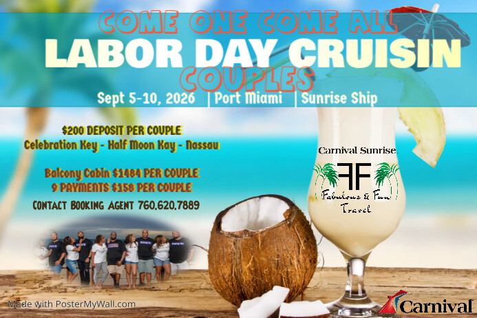 Copy of Copy of Summer Cocktail Luau Coconut Beach Tropical Vacation ...