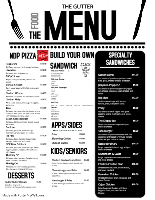 Copy of GUTTER FOOD MENU | PosterMyWall
