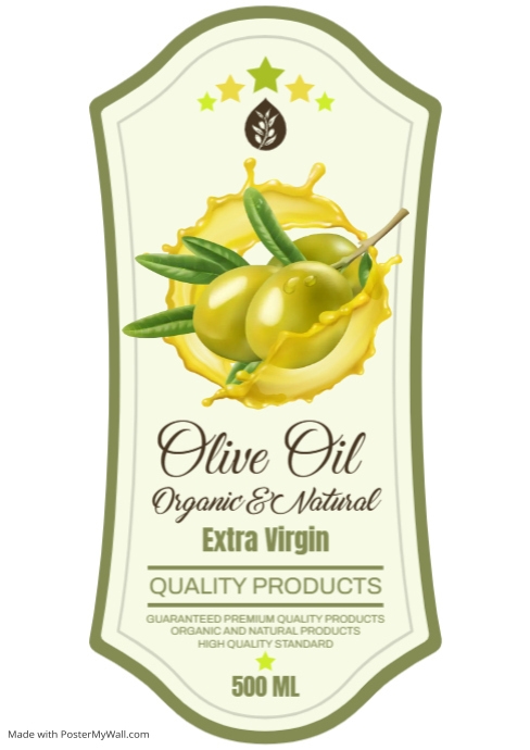 Olive Oil Product Label | PosterMyWall