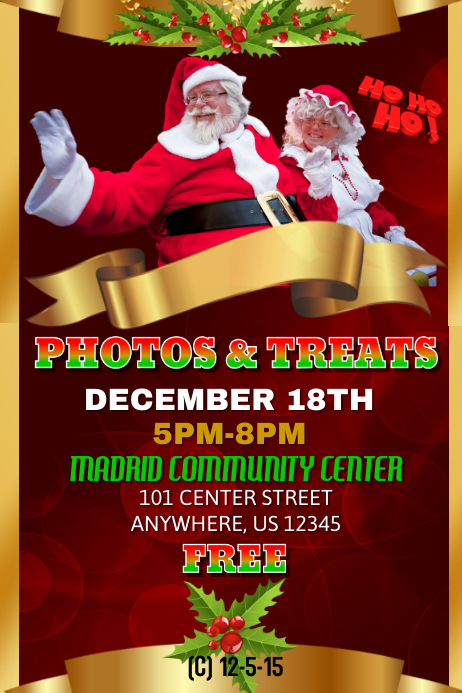 Photos and treats with Santa template | PosterMyWall