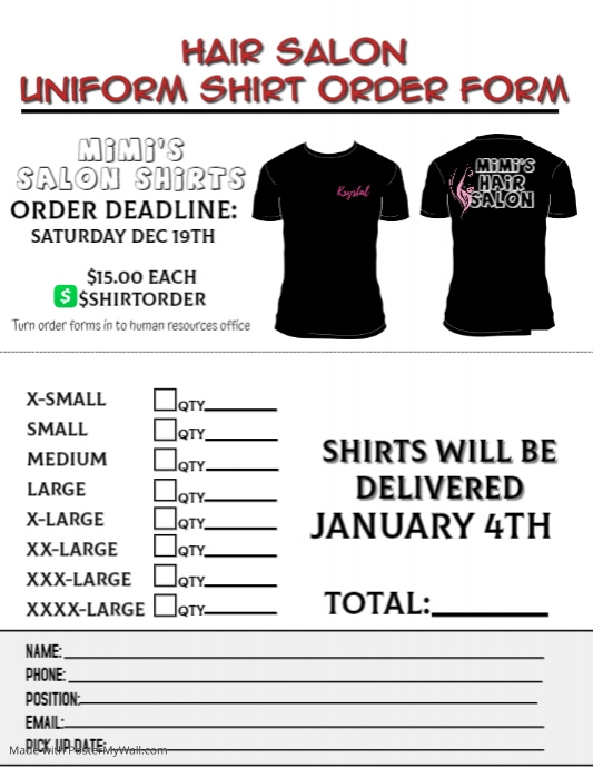 Copy of shirt order form | PosterMyWall