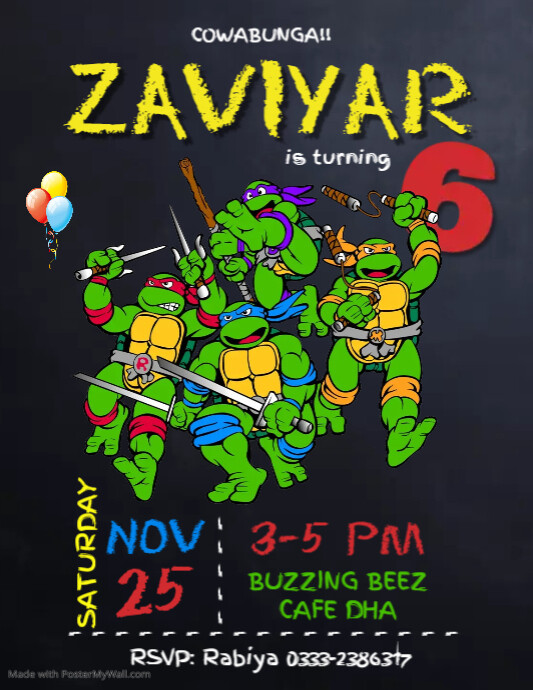 Ninja Turtles Birthday Invitation | PosterMyWall
