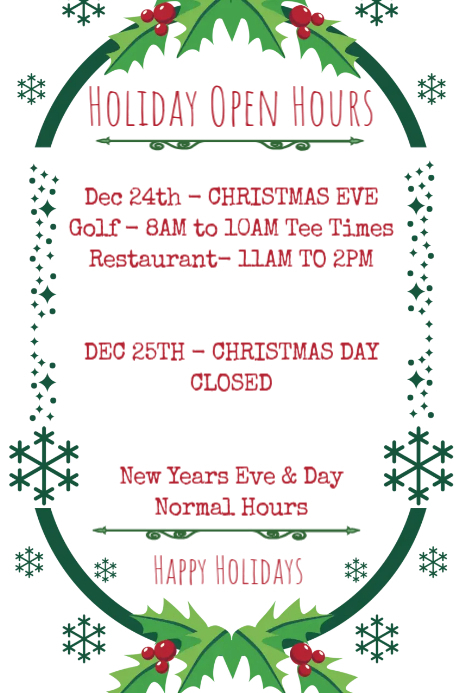 Christmas Open HoursTemplate | PosterMyWall