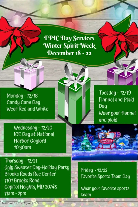 Christmas Holiday Spirit Week Flyer | PosterMyWall