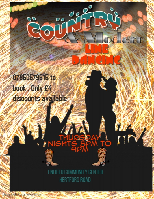 Copy of Copy of country line dancing lessons flyer template | PosterMyWall