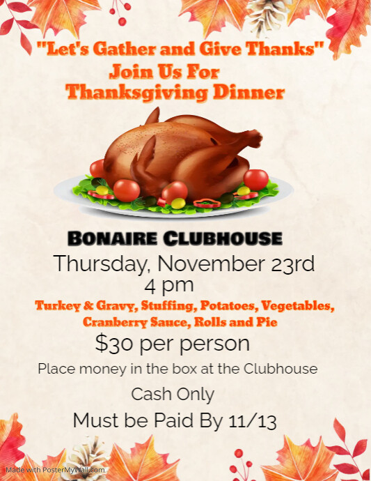 Roast Thanksgiving lunch flyer | PosterMyWall