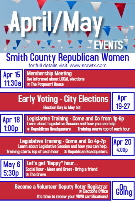 Copy of SCRW Events - Apr/May | PosterMyWall