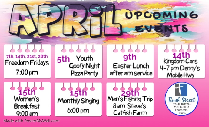 Copy of April 2021 Upcoming Event Flyer | PosterMyWall