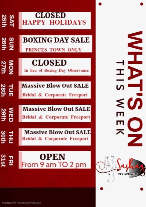 Copy of Copy of what's on this week pub calendar template des ...