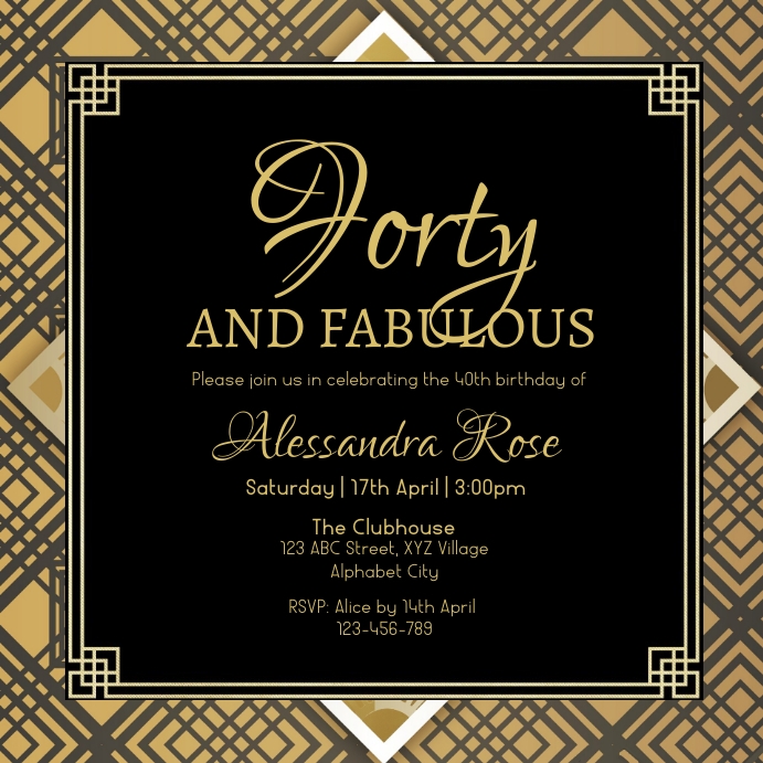 40th Birthday Invitation Template | PosterMyWall