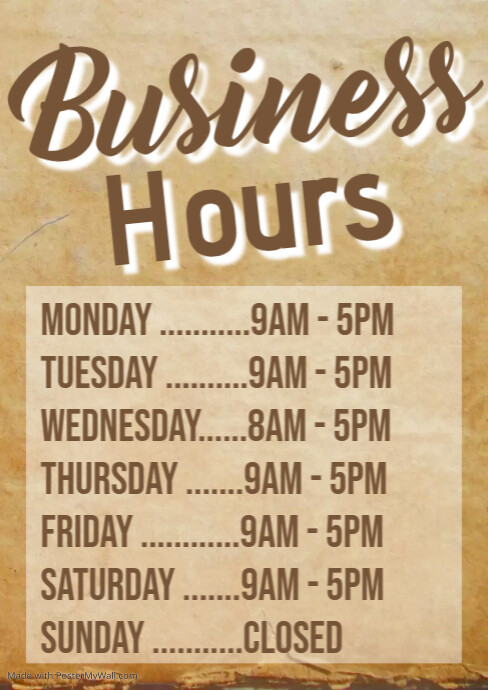 Business Hours | PosterMyWall