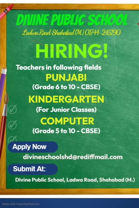 School Hiring Teachers Ad Poster Template | PosterMyWall