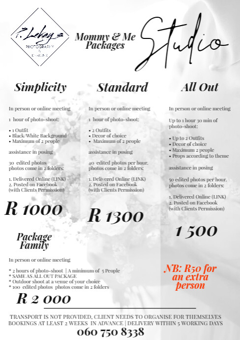 Copy of Wedding Prices Photography A4 Price List (3) | PosterMyWall