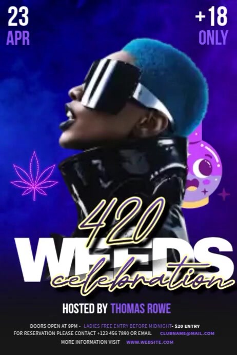 420 Party Blue Template | PosterMyWall
