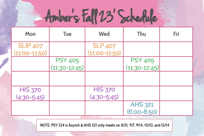 Watercolor Themed School Timetable Landscape | PosterMyWall