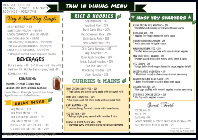 Copy of TAW VEG MENU | PosterMyWall