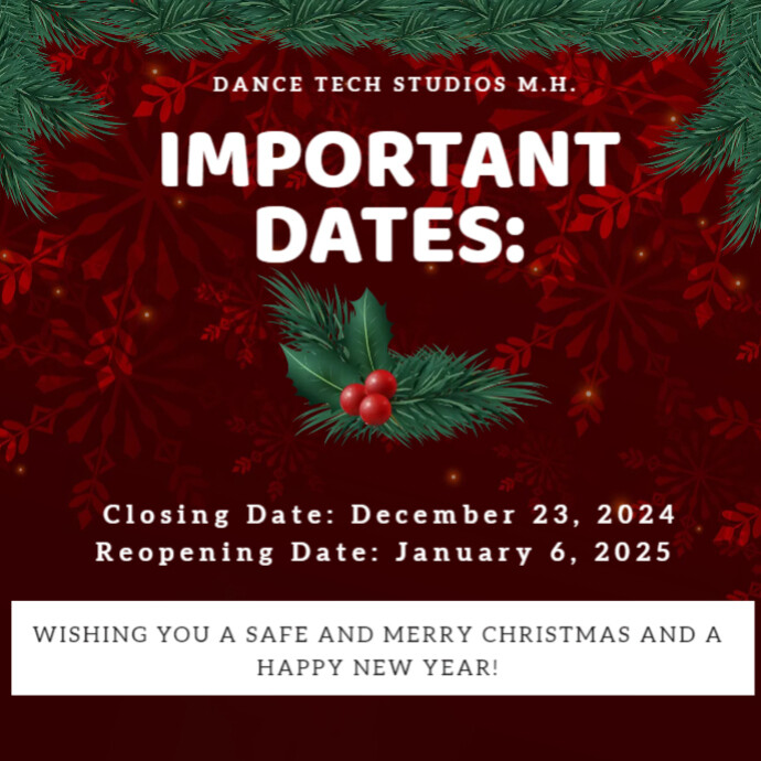CHRISTMAS Business Closing Dates TEMPLATE | PosterMyWall