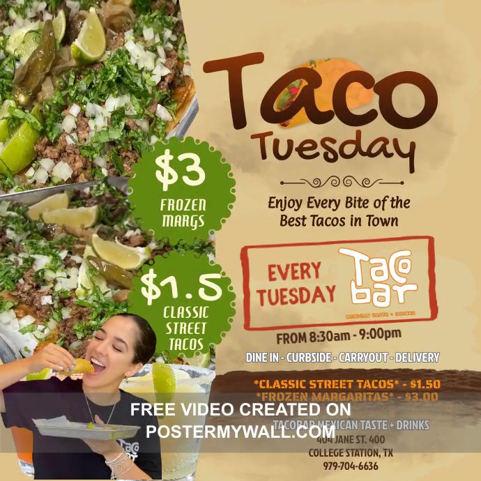 Taco Tuesday Instagram Video Post | PosterMyWall