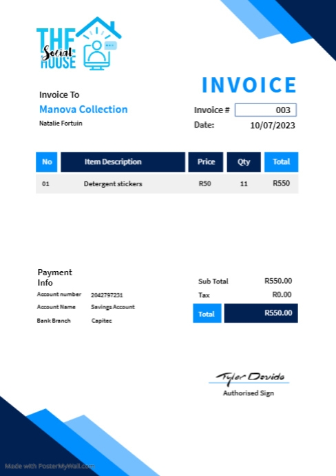 the social house invoice (2) | PosterMyWall