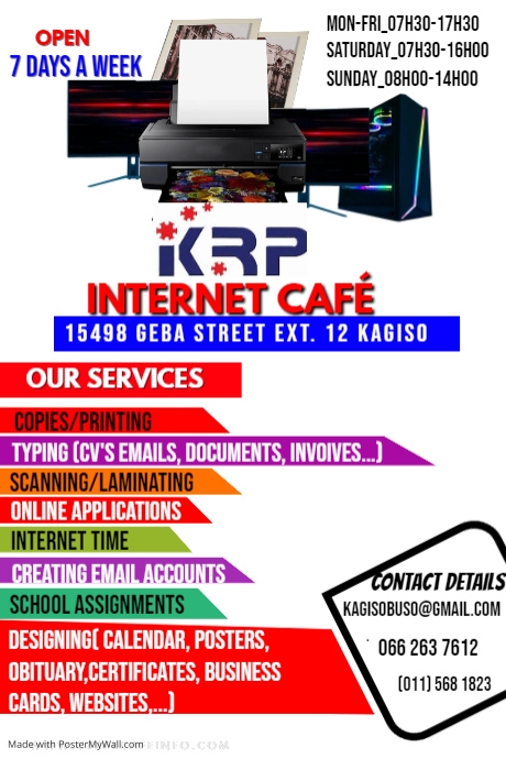 Blue Modern Cyber Cafe Services Flyer | PosterMyWall