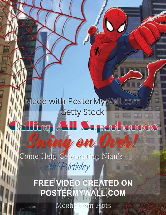 Spiderman Birthday Party Invitation template | PosterMyWall