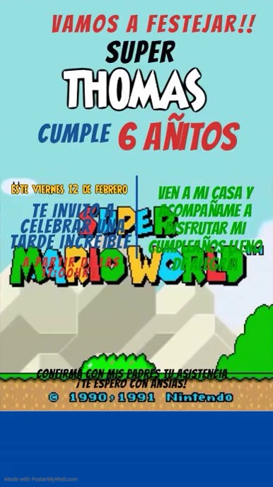 Copia de Video Invitation Super Mario World Party With | PosterMyWall
