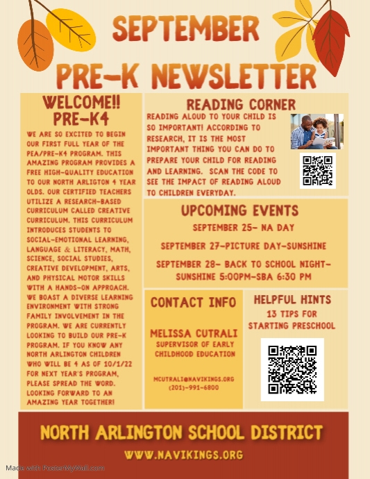 Copy of PreK September 2021 Newsletter | PosterMyWall