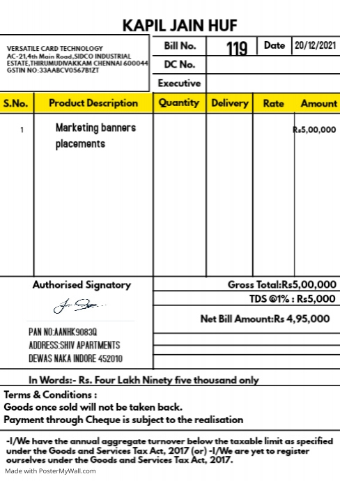 Copy of Copy of Distributor Product Invoice Template | PosterMyWall