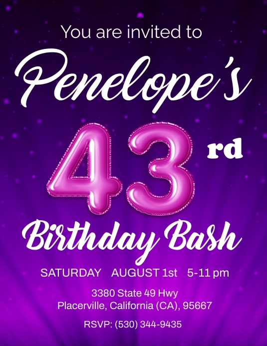 43rd birthday Template | PosterMyWall