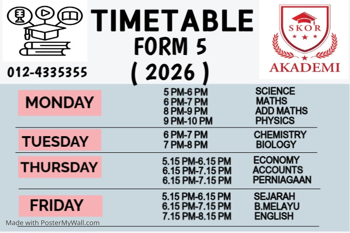 Modern Geometric Landscape School Timetable (1) | PosterMyWall