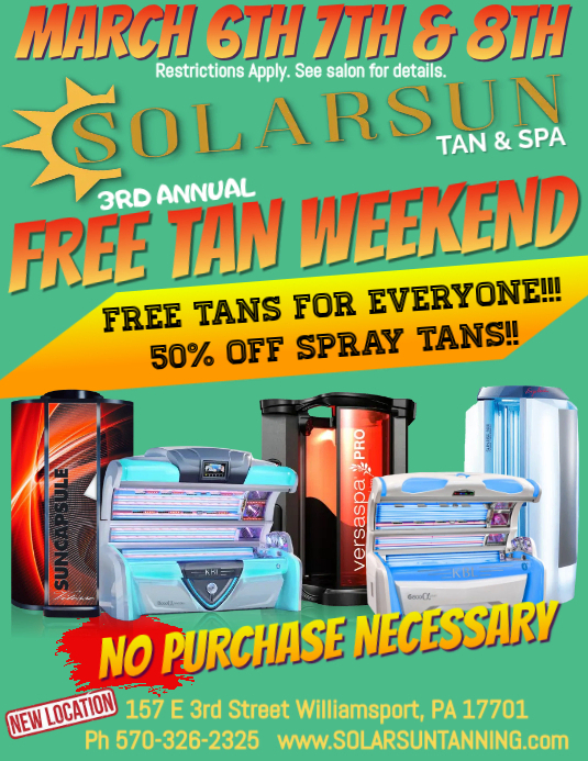 FREE TAN WEEK WILLIAMSPORT | PosterMyWall