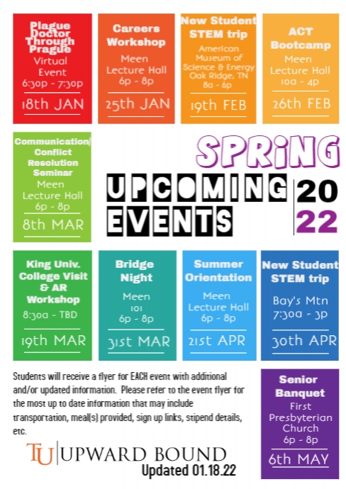 Upcoming Events Spring 2022 | PosterMyWall