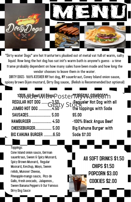 Copy of DIRTY DOG MENU | PosterMyWall