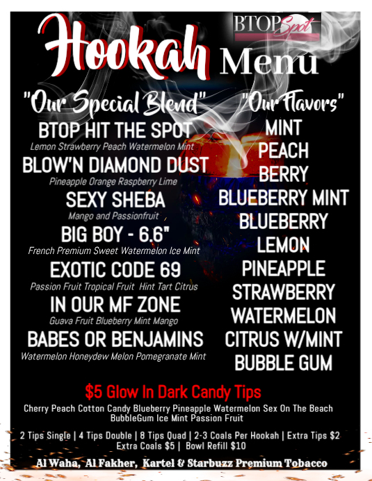 Hookah Menu 2024f | PosterMyWall