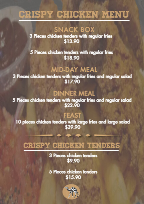 Chicken Menu A2 (420 x 594 mm) | PosterMyWall