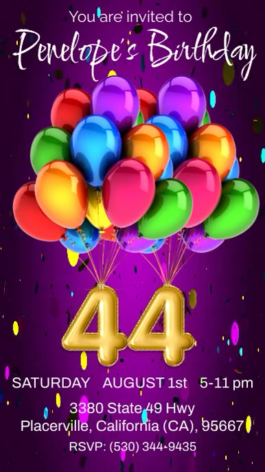 44th birthday video invitation Template | PosterMyWall