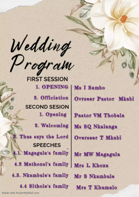 Wedding Programme (1) | PosterMyWall