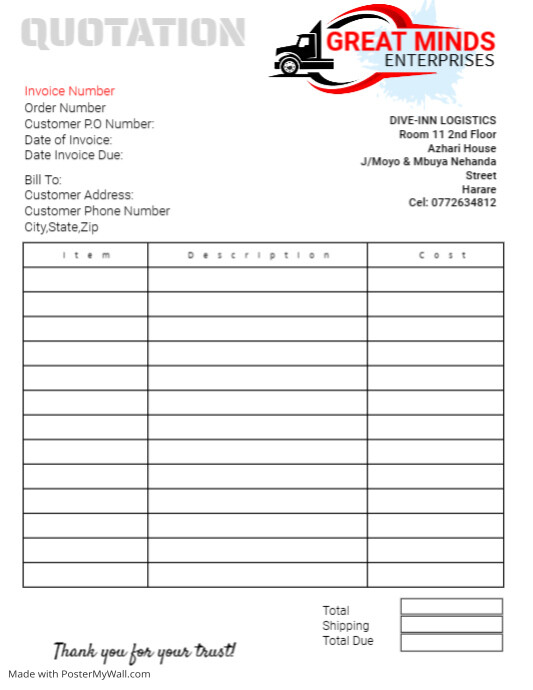 Company Invoice | PosterMyWall