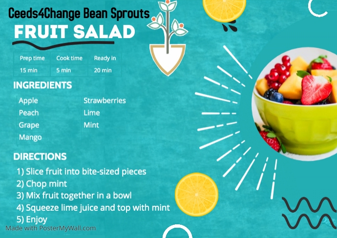 Bean Sprouts: Fruit Salad Recipe Card | PosterMyWall