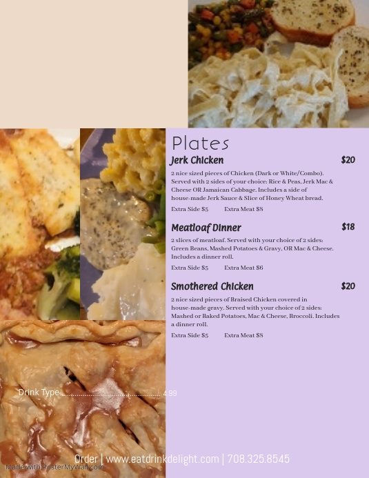 Copy of Personal Plate Menu front | PosterMyWall