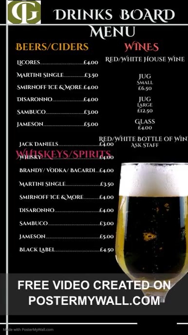 Copy of Drinks Card Beer Menu Digital Template (1) | PosterMyWall