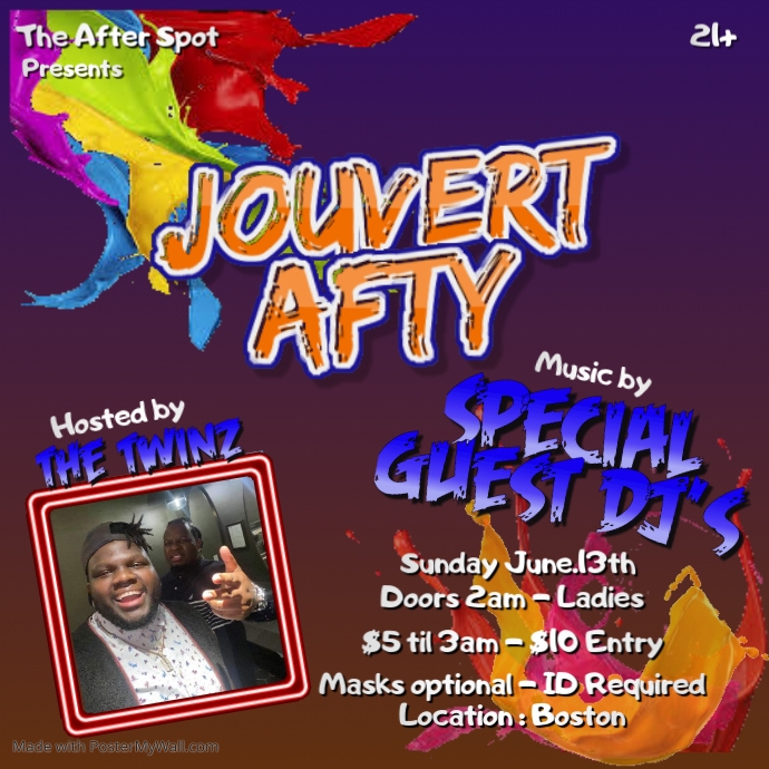 Jouvert Hosts Twinz | PosterMyWall