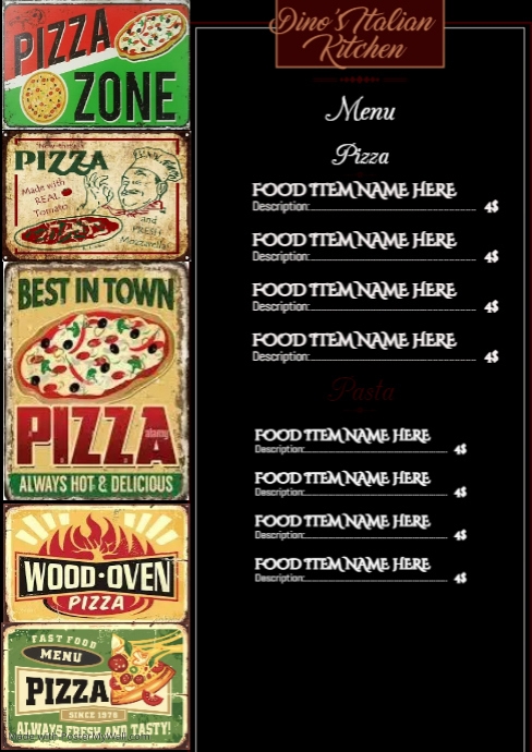 Pizza Italian Restaurant Menu Template (1) | PosterMyWall