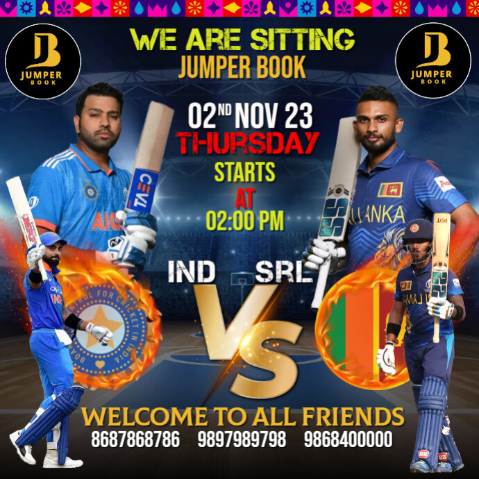 Copy of IND VS SRL | PosterMyWall