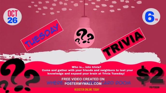 Copy of Trivia Night Red Square Video | PosterMyWall