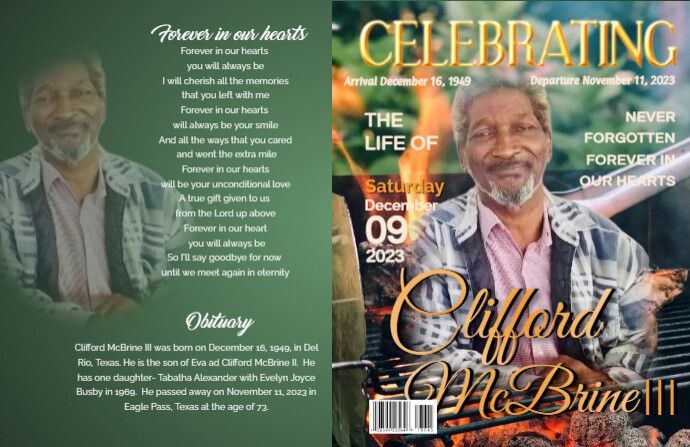 Golden Magazine Style Funeral Program (3) | PosterMyWall