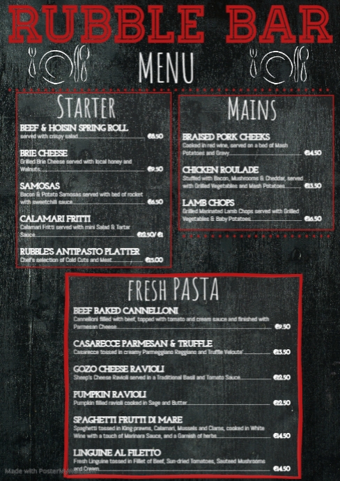 Copy of Copy of Copy of Menu | PosterMyWall