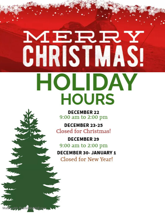 Copy of Holiday open hours template office sign | PosterMyWall